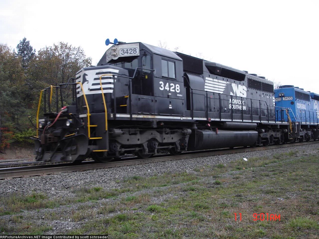 NS 3428 running backwards pushing an EB Manifest